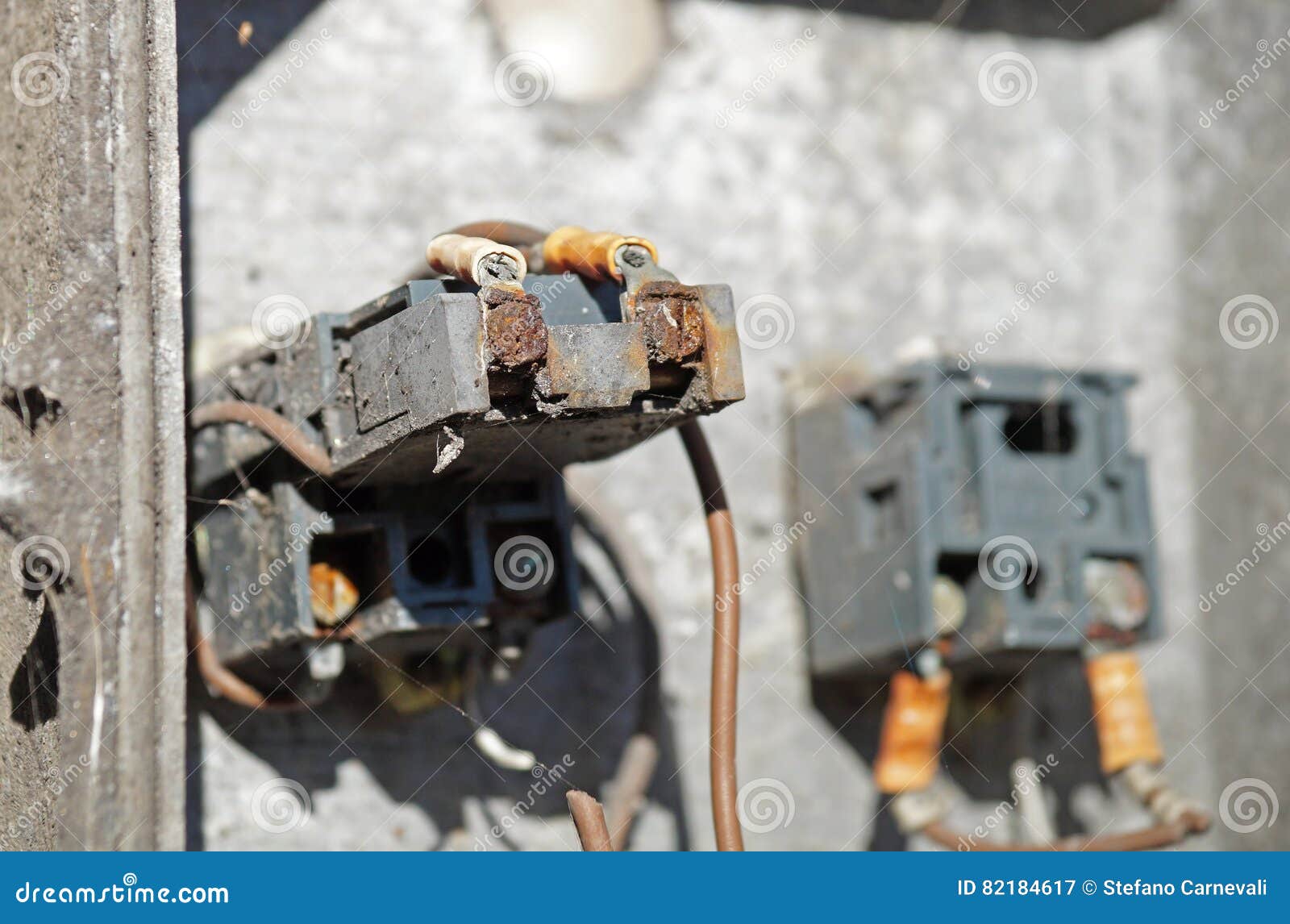 Rusted Electrical Box On Old Wooden Utility Pole Stock Image ...
