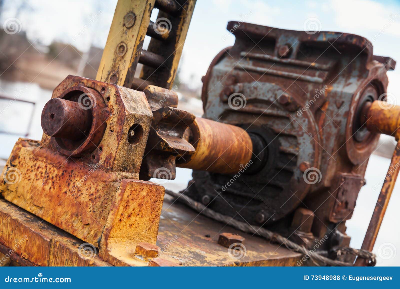 Old Rusted Engine with Gears, Close-up Photo Stock Photo - Image of ...