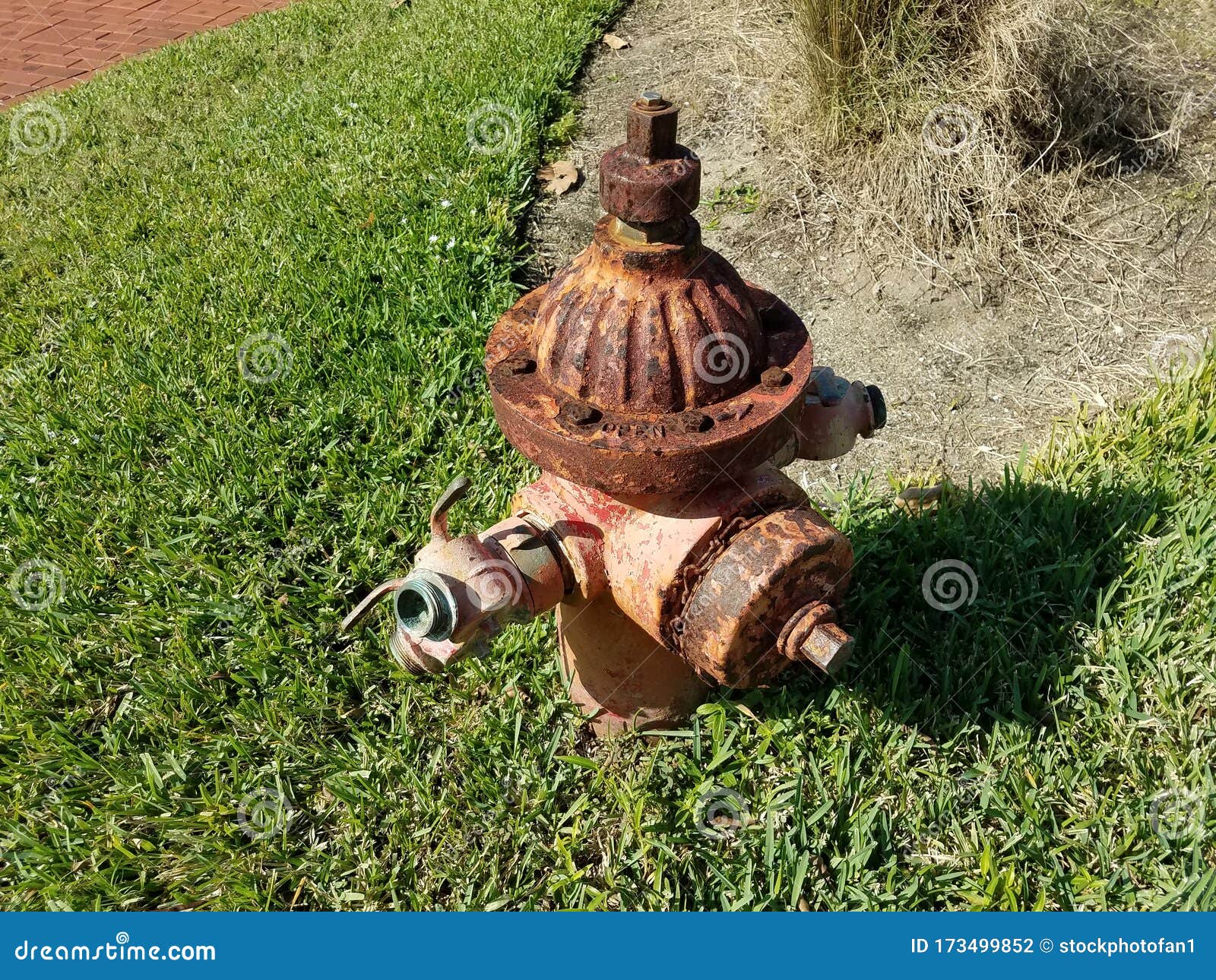 Old Rusted Fire Hydrant on Green Grass Stock Photo - Image of safety ...