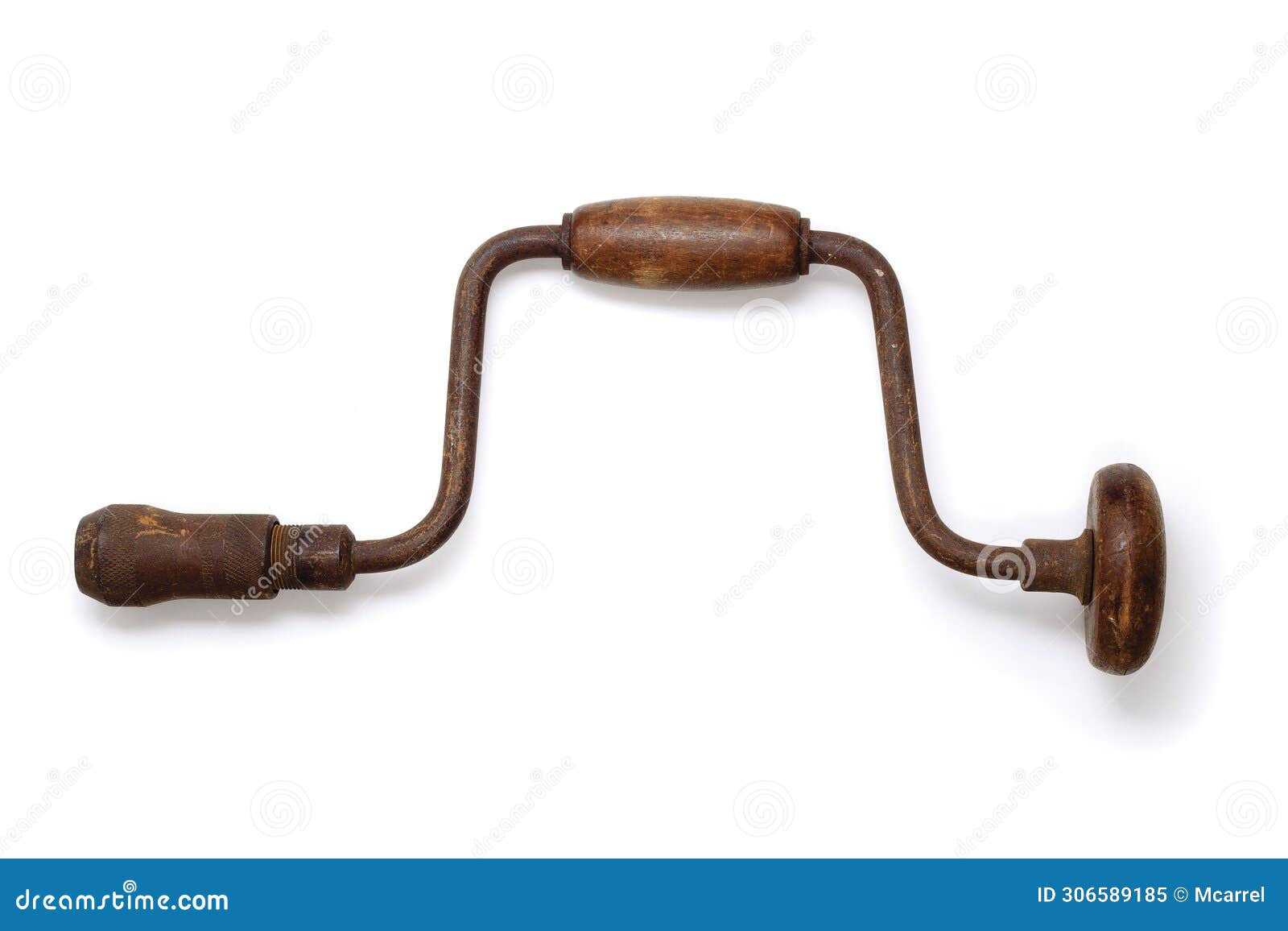 Old Rusted Hand Drill with Drop Shadow Isolated on White Stock Image ...