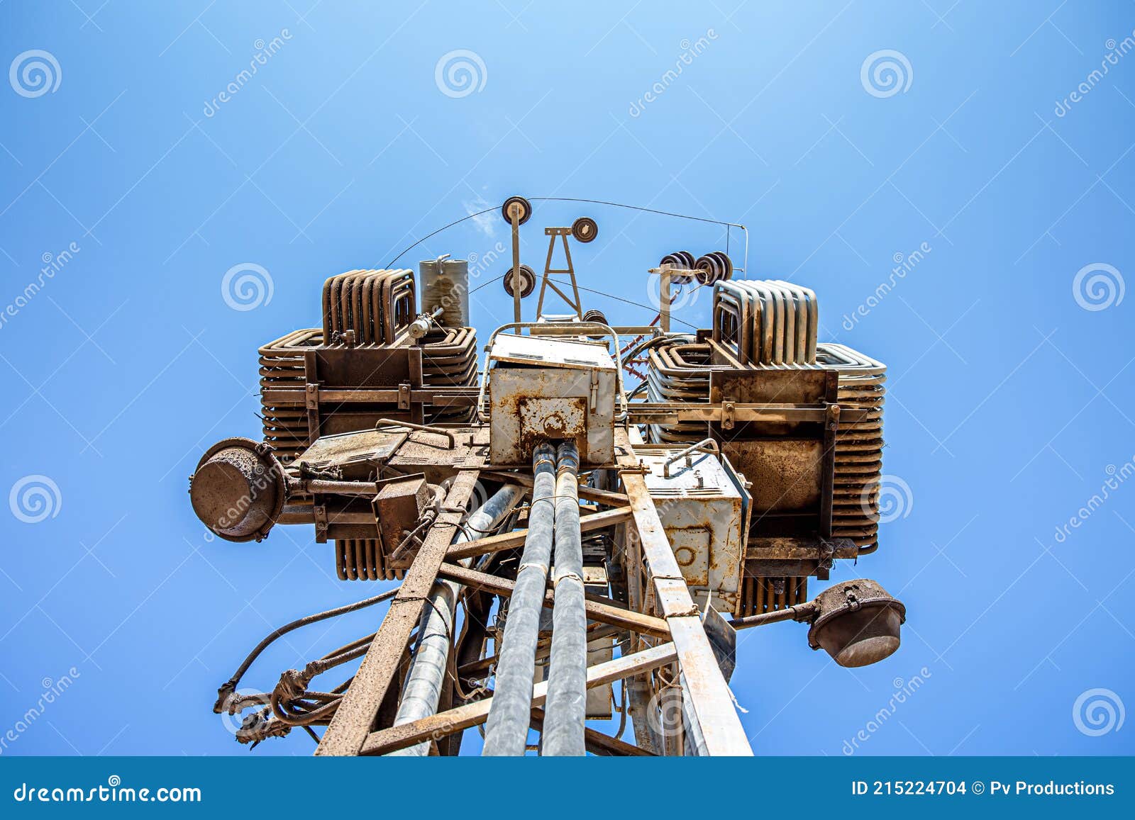 Old Rusted High Voltage Transformer Bottom View Stock Photo - Image of ...