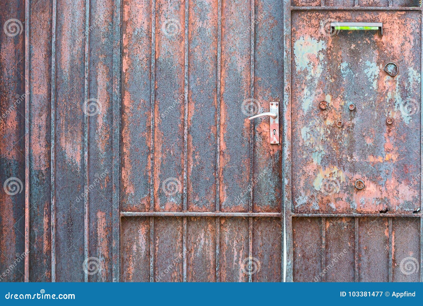 Rusty Metal door. stock image. Image of lock, padlock - 103381477