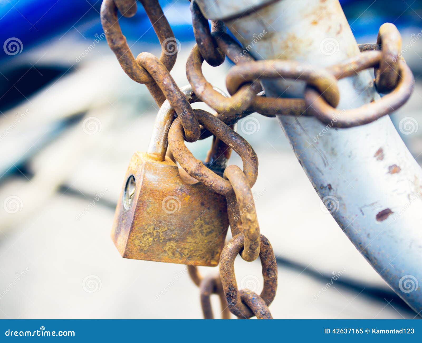 Old rusted lock and chain. stock image. Image of chain - 42637165