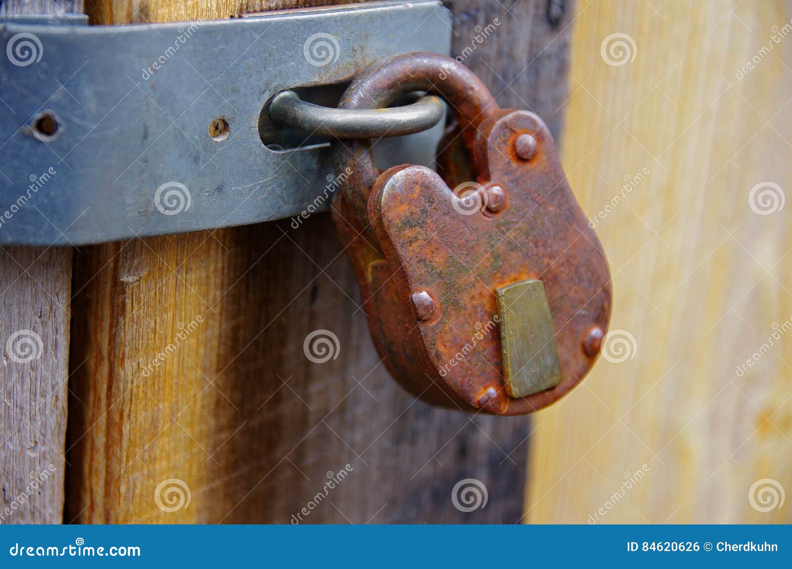 Old Rusted Lock stock photo. Image of safety, wood, brass - 84620626
