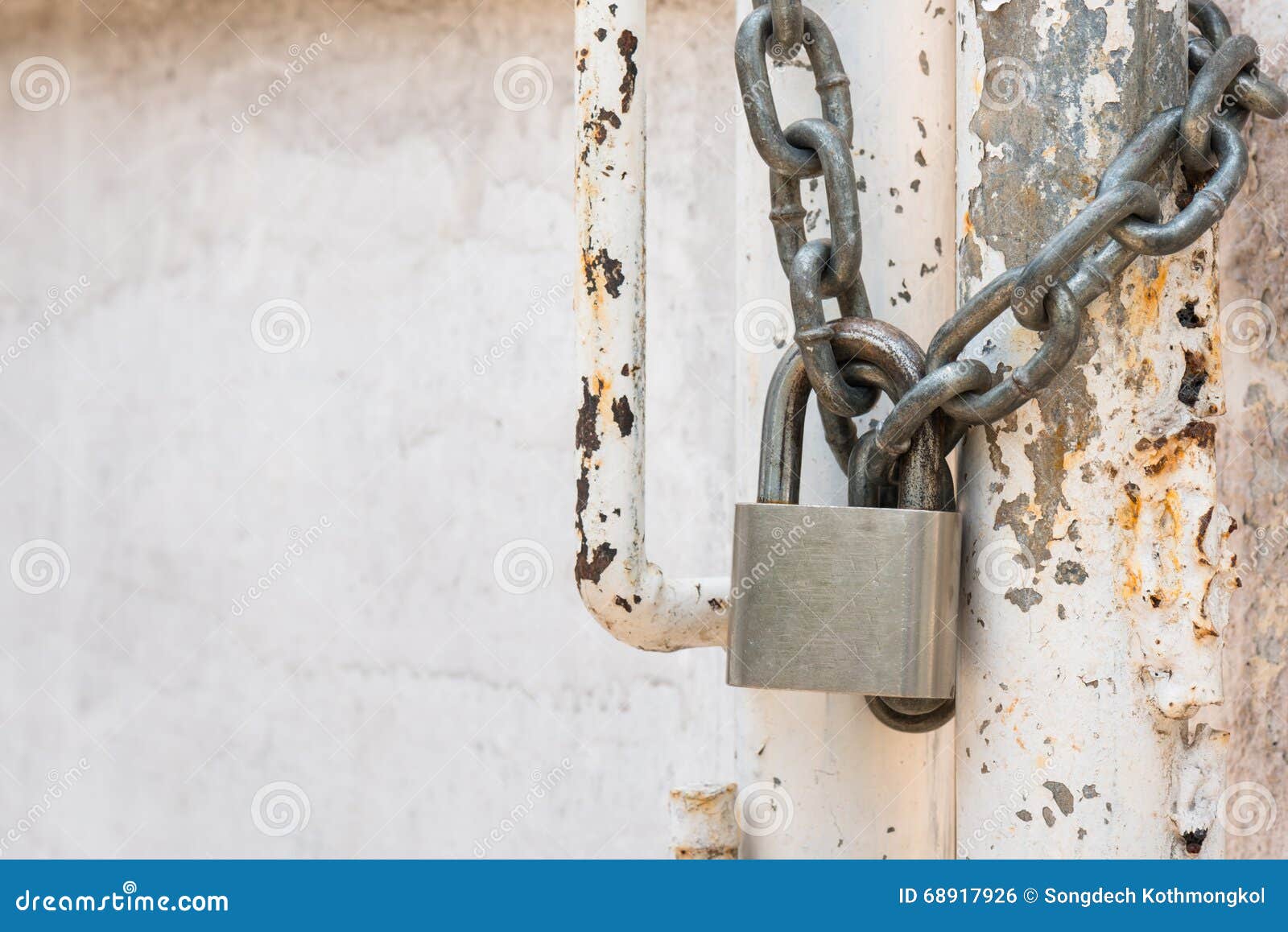 Old Rusted Lock on White Rusty Iron Gate Stock Photo - Image of safe ...