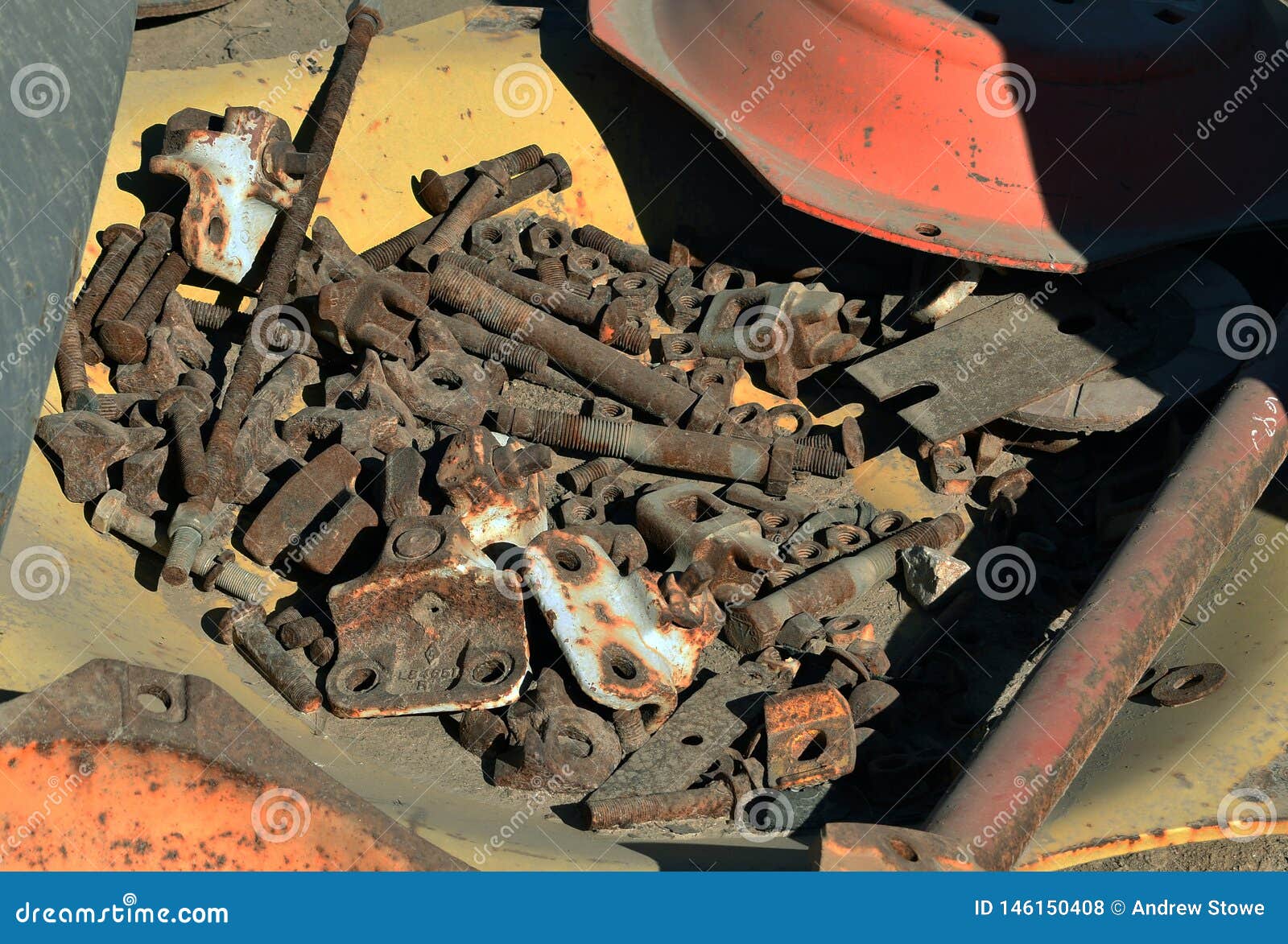 Old rusted pieces of stock photo. Image of damaged, metal - 146150408