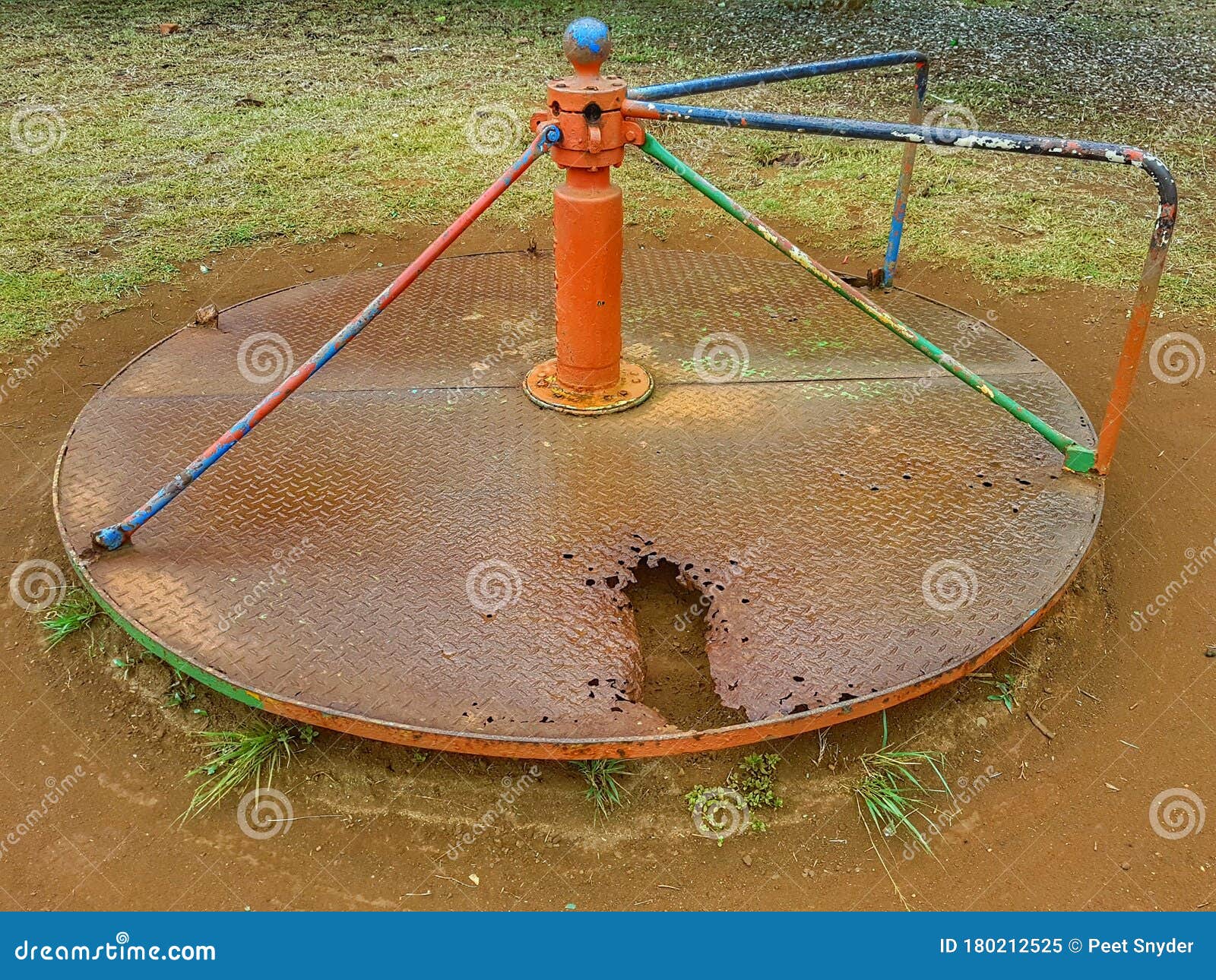 Old and Rusted Playground Equipment with Hole Stock Image - Image of ...