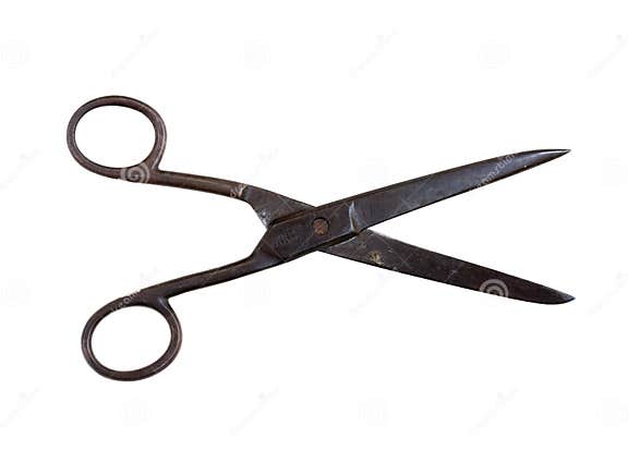 Old Rusted Scissors Isolated on White Background Stock Photo - Image of ...