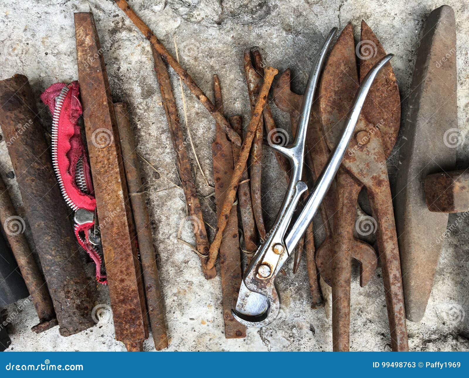 Old Rusted Tools Over Concrete Stock Image - Image of equipment ...