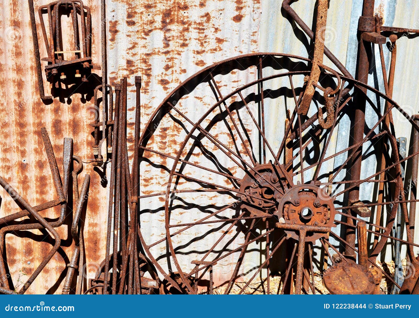 Old Rusted Tools and Wheels Stock Photo - Image of bolts, fasteners ...