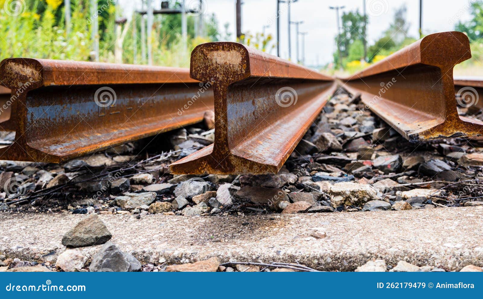 Old Rusted Train Tracks on the Railway Stock Image - Image of rail ...