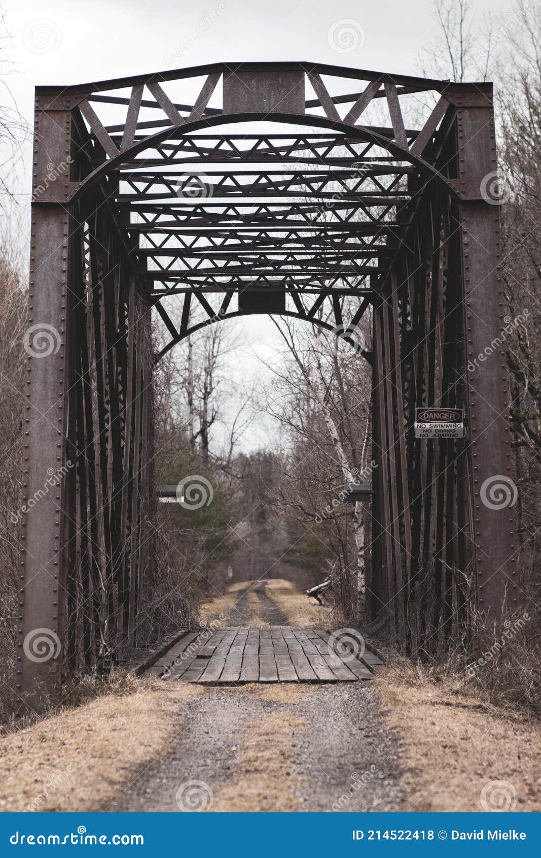 Old Train Trellis Bridge Along a Path Stock Photo - Image of rail ...