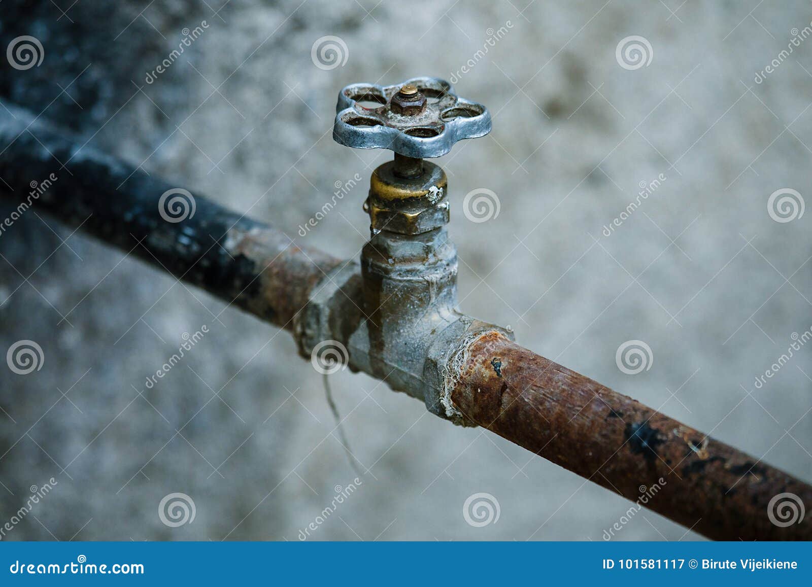 Old Rusted Water Pipe with Valve Stock Image - Image of tube, rust ...