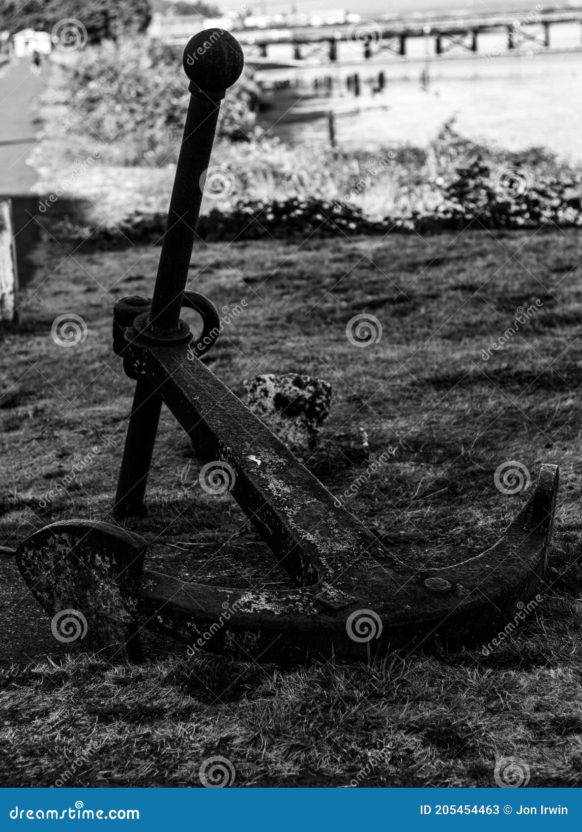 Old Rustic Anchor Left at the Docks Stock Image - Image of water ...