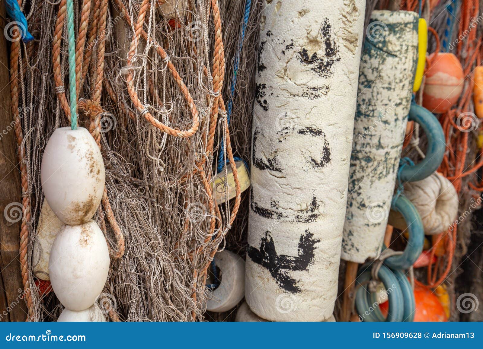 Old Rustic Boat Fenders in Harbor Stock Photo - Image of boating ...