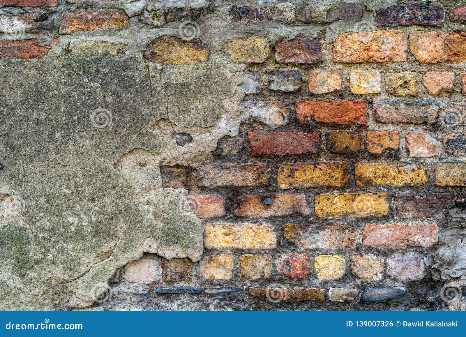Old Rustic Brick Wall with Bits of Grey Plaster - High Quality Texture ...