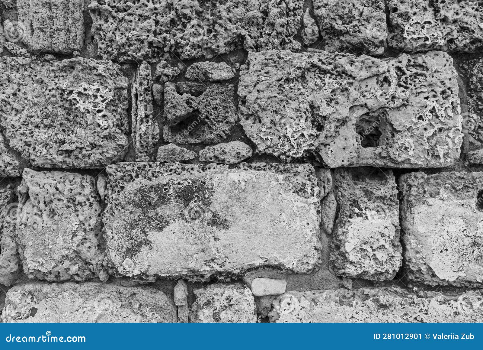 Old Rustic Brick Wall. Black and White Photo Stock Image - Image of ...