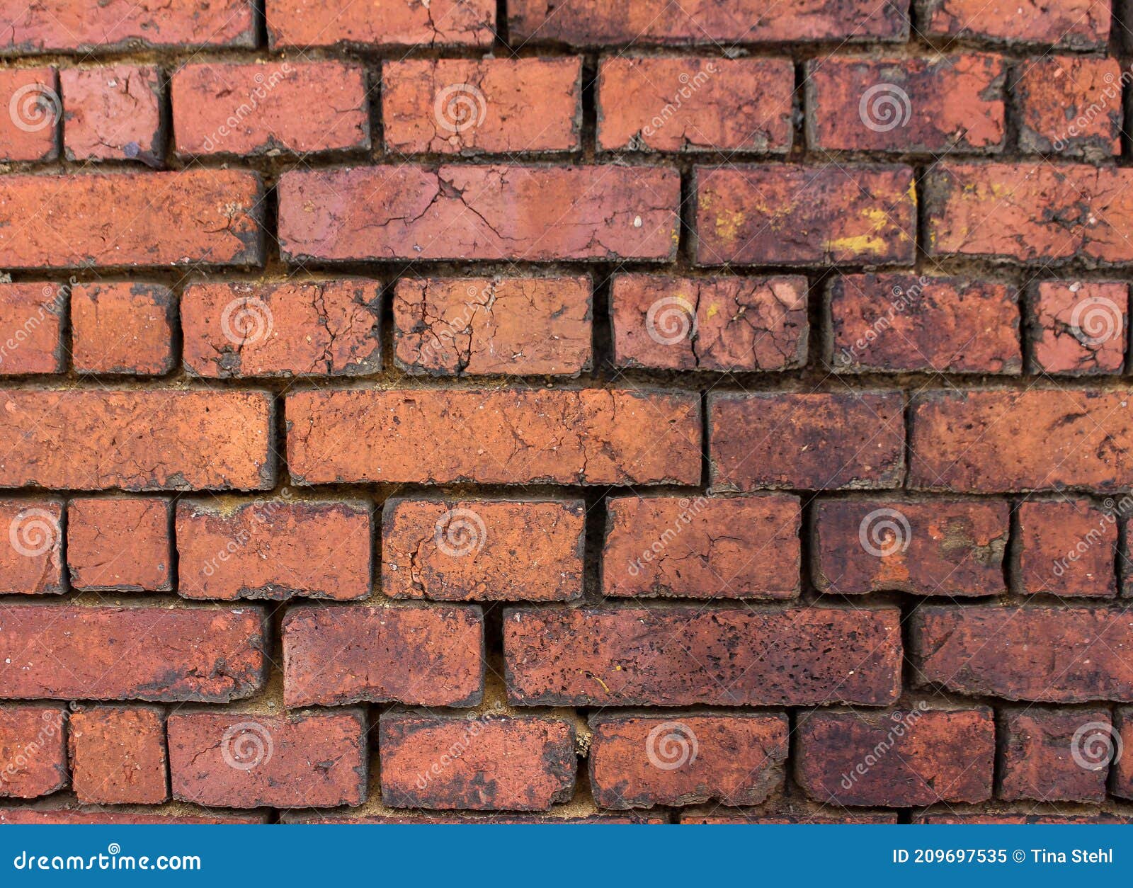 Old Rustic Brick Wall in Shades of Red Background Stock Image - Image ...