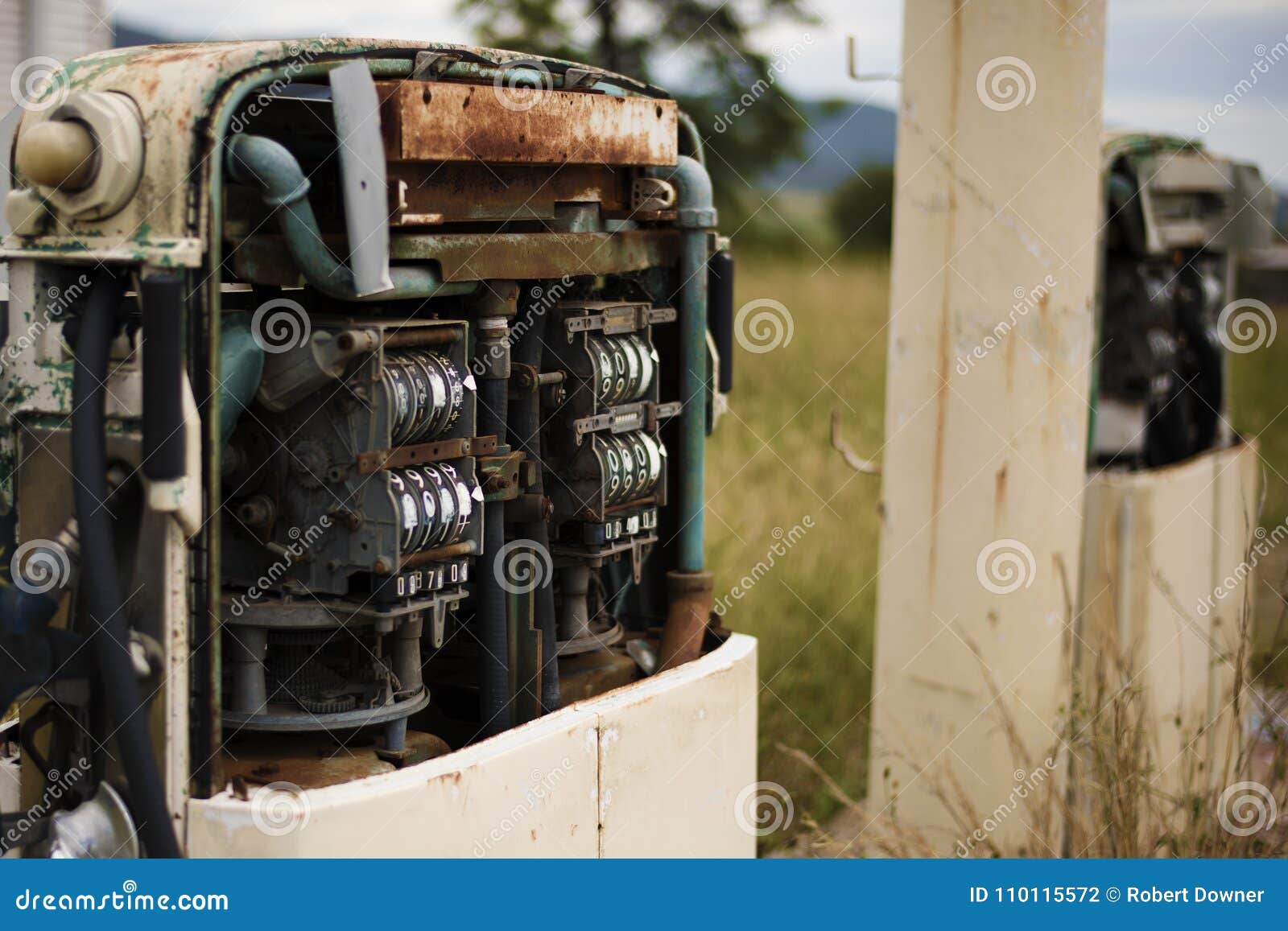 Old Rustic Fuel Pump in the Countryside. Stock Photo - Image of road ...