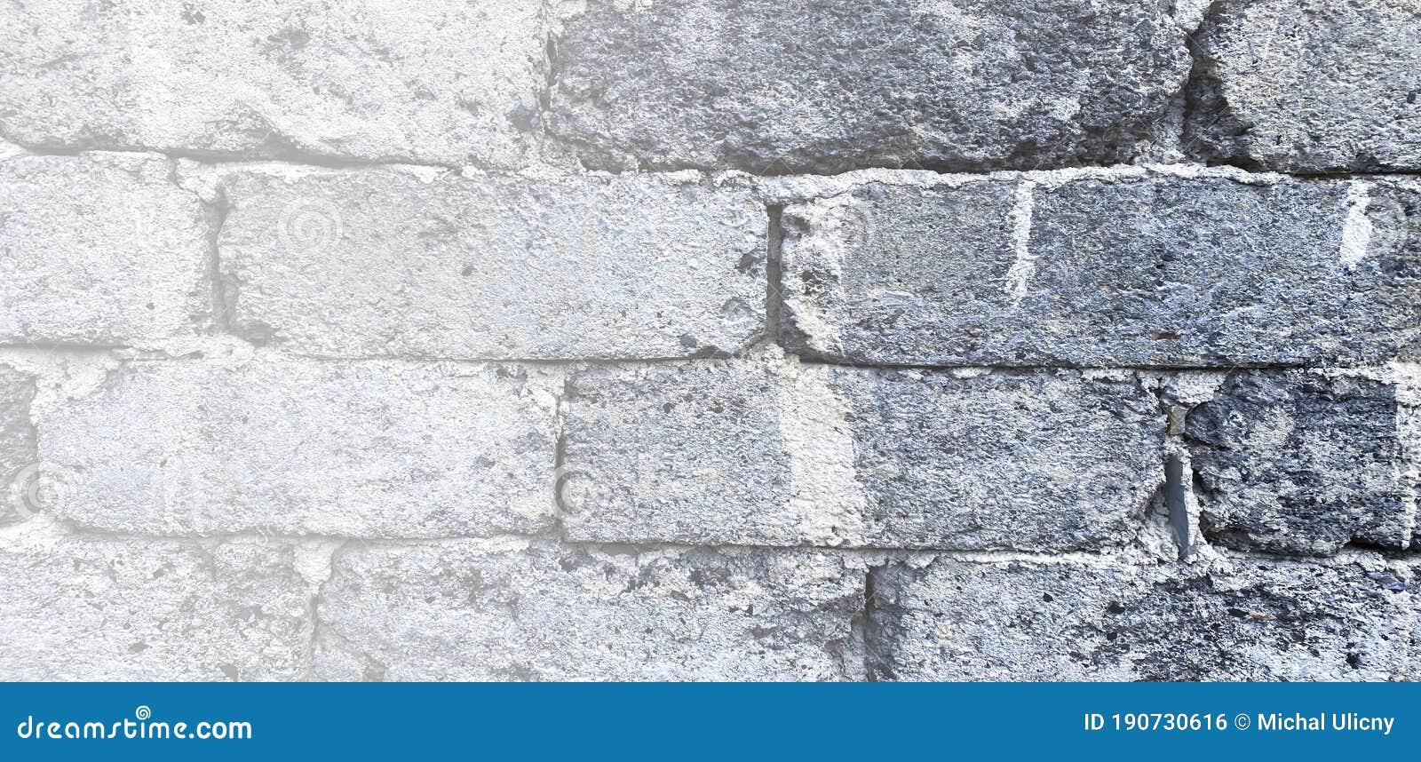 Old Rustic Gray Brick Wall Panorama. Masonry Gray Texture or Background ...