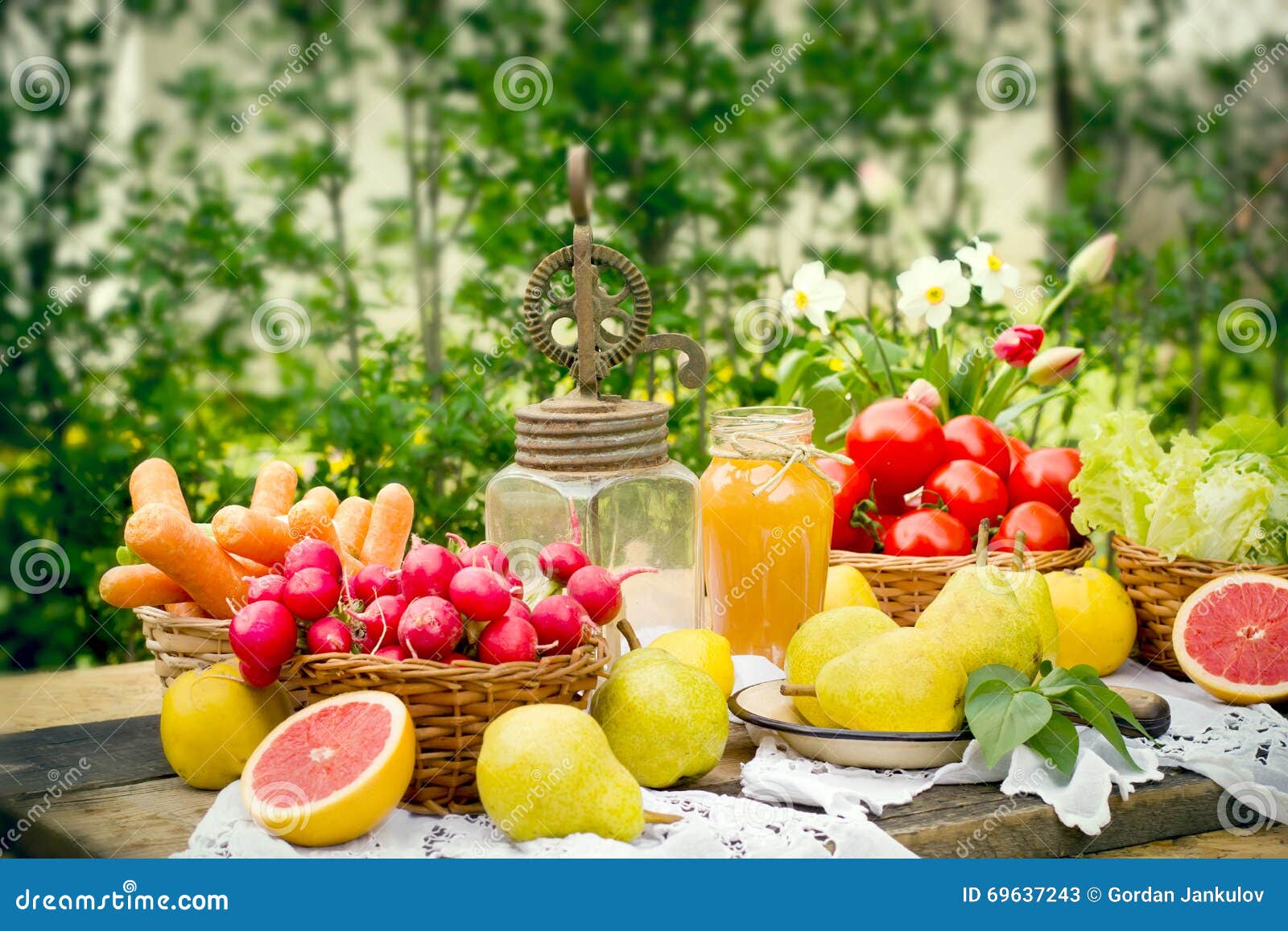Old Rustic Hand Blender and Fruits and Vegetables Stock Image - Image ...