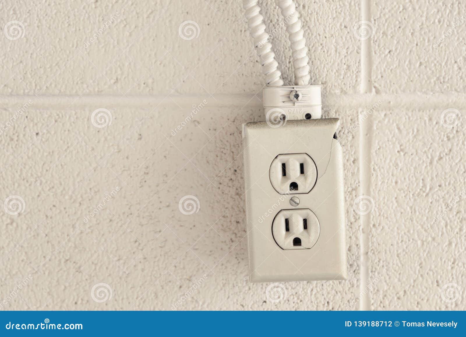 Old Rustic North American Electrical Outlet on a Brick Wall Stock Photo ...