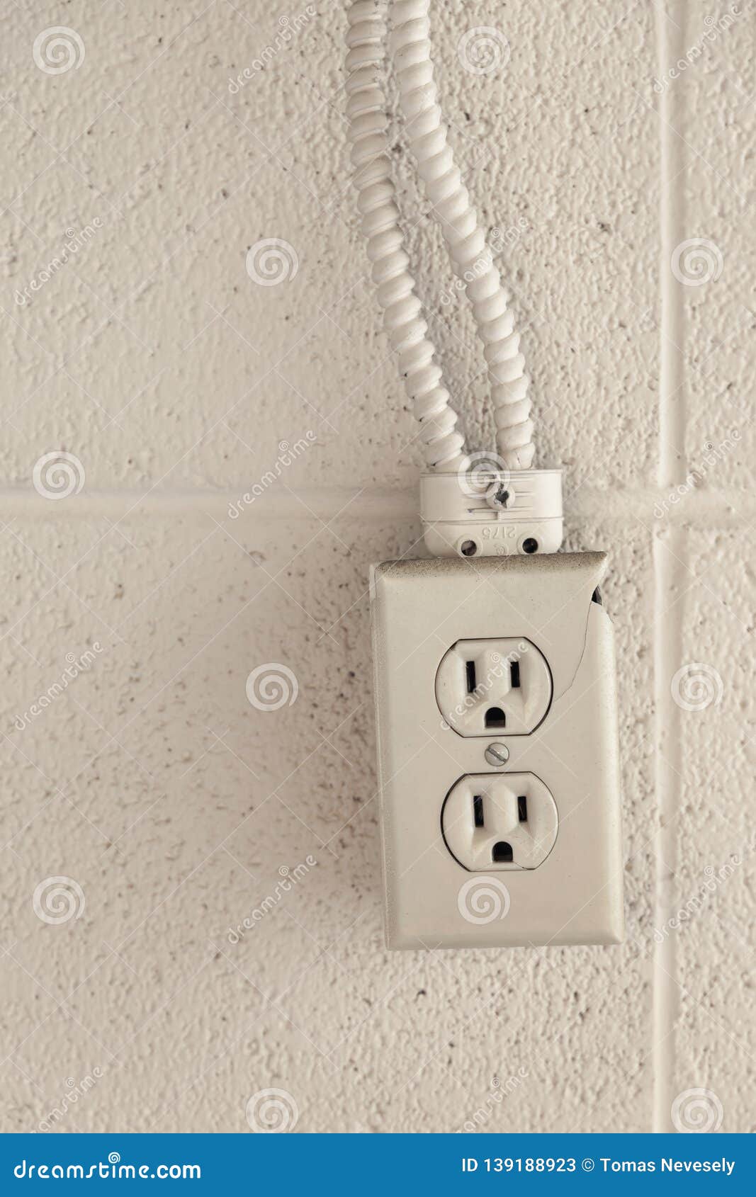 Old Rustic North American Electrical Outlet on a Brick Wall Stock Image ...