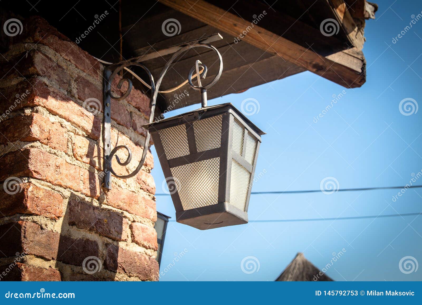 Old rustic retro lamp post stock image. Image of brown - 145792753