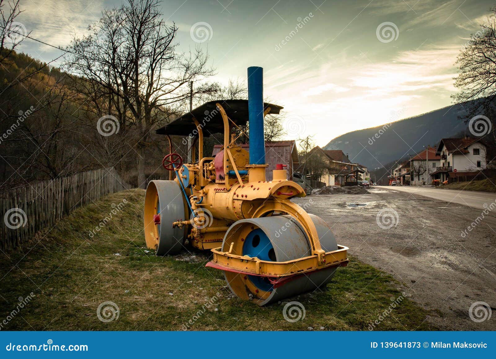 Old rustic steamroller stock image. Image of beautiful - 139641873