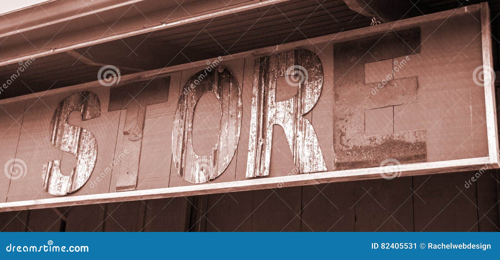 Old Rustic Store Sign Hanging, Letters Eroding and Rusted Stock Image ...
