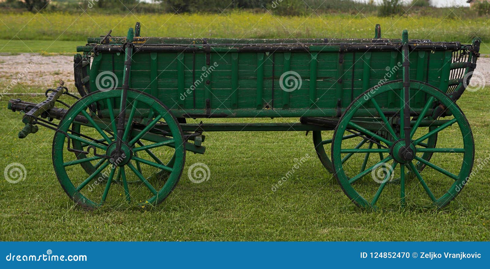 Old Rustic Vintage Carriage in Yard, Side View Stock Photo - Image of ...