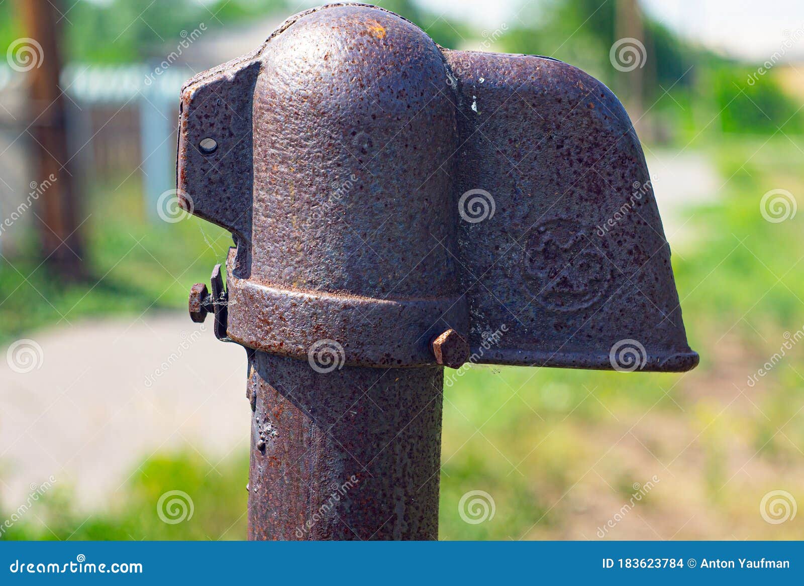 Rustic Water Pipes With Rust And Residue Dripping From Multi-headed ...