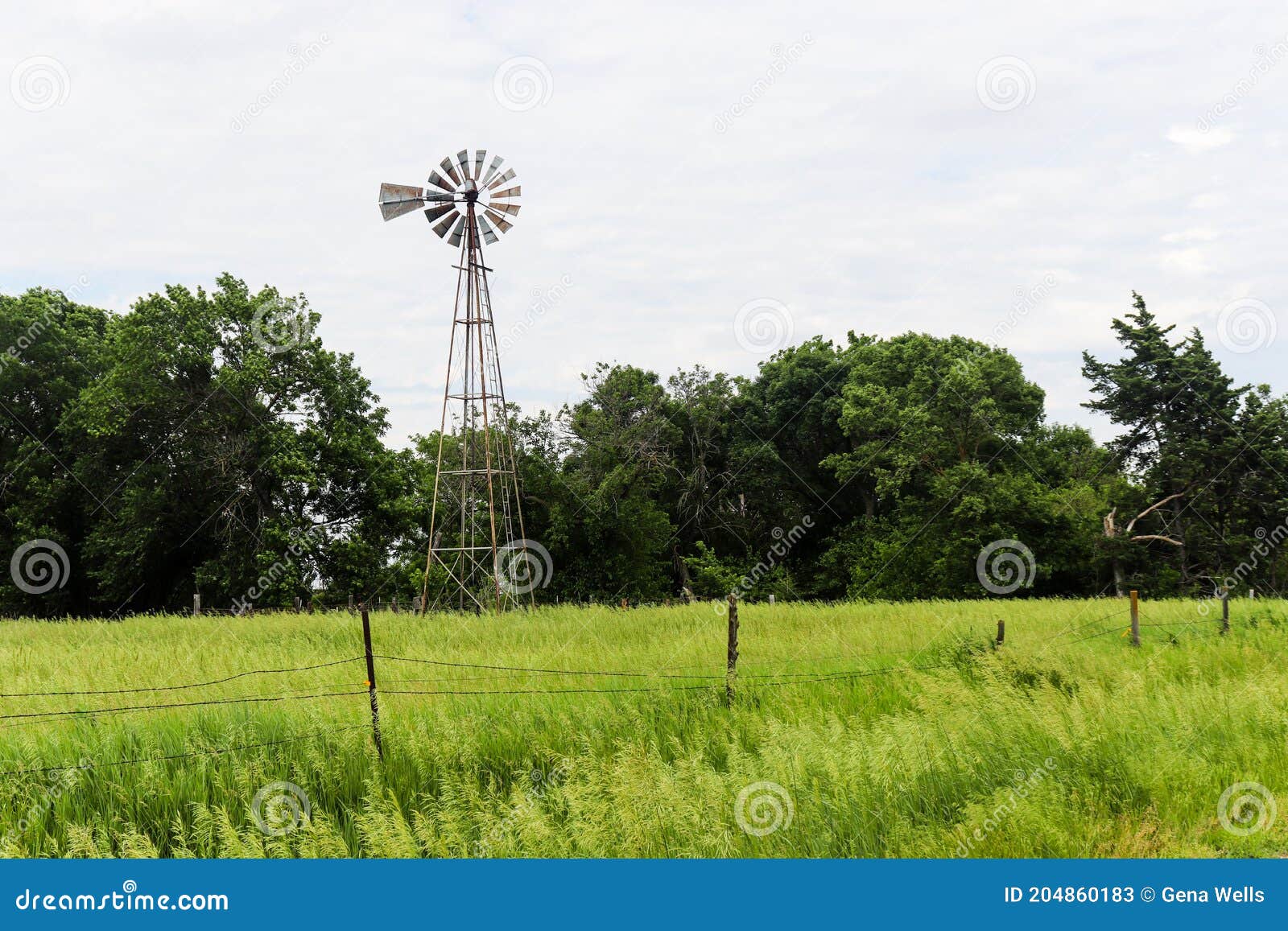Old Rustic Windmill on Nebraska Pasture Landscape Stock Image - Image ...