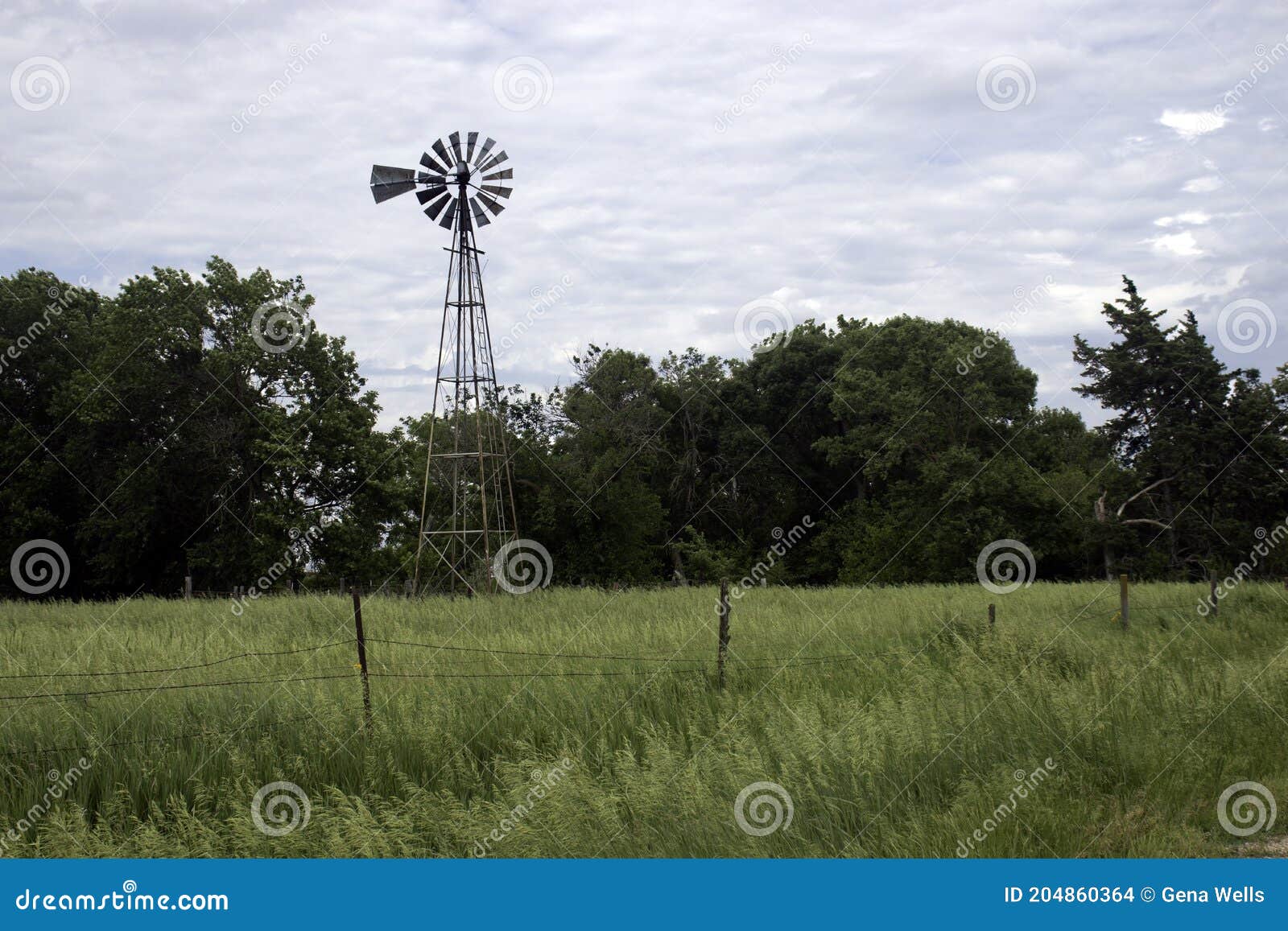 Old Rustic Windmill on Nebraska Pasture Landscape Stock Photo - Image ...