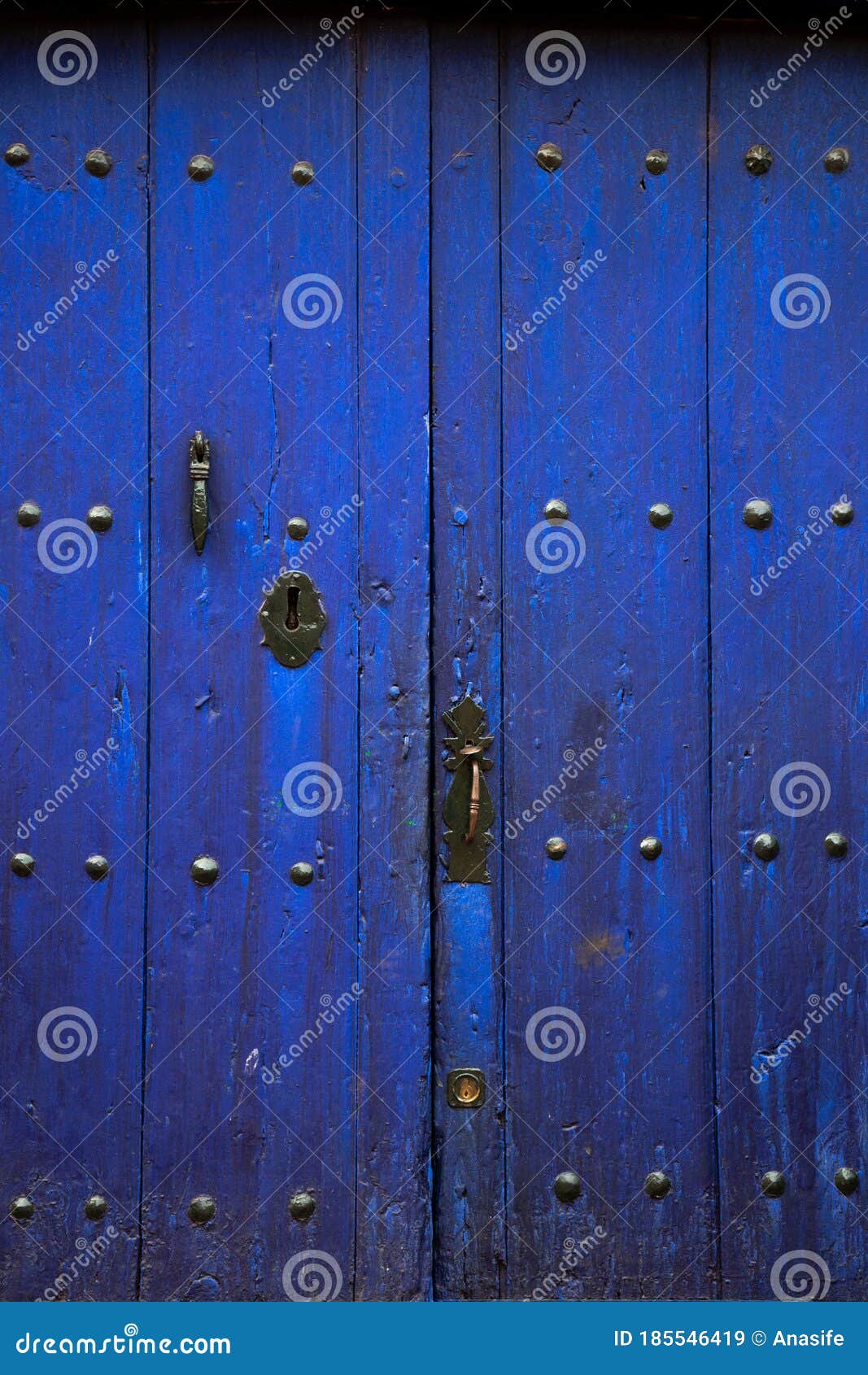 Old Rustic Wooden Door with Different Layers of Blue Paint Stock Image ...
