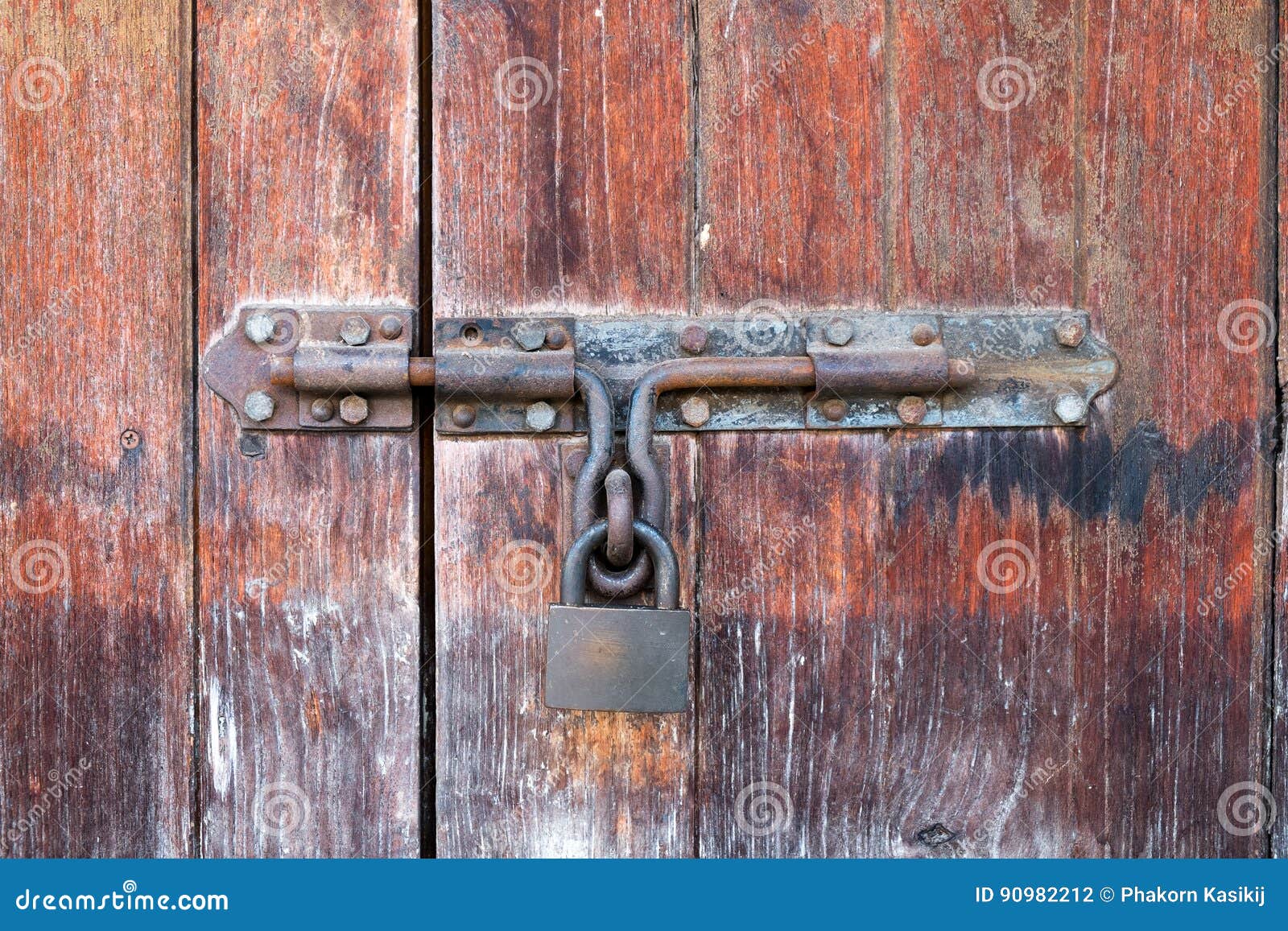 Old and Rustic Wooden Door with a Rusty Latch Stock Photo - Image of ...