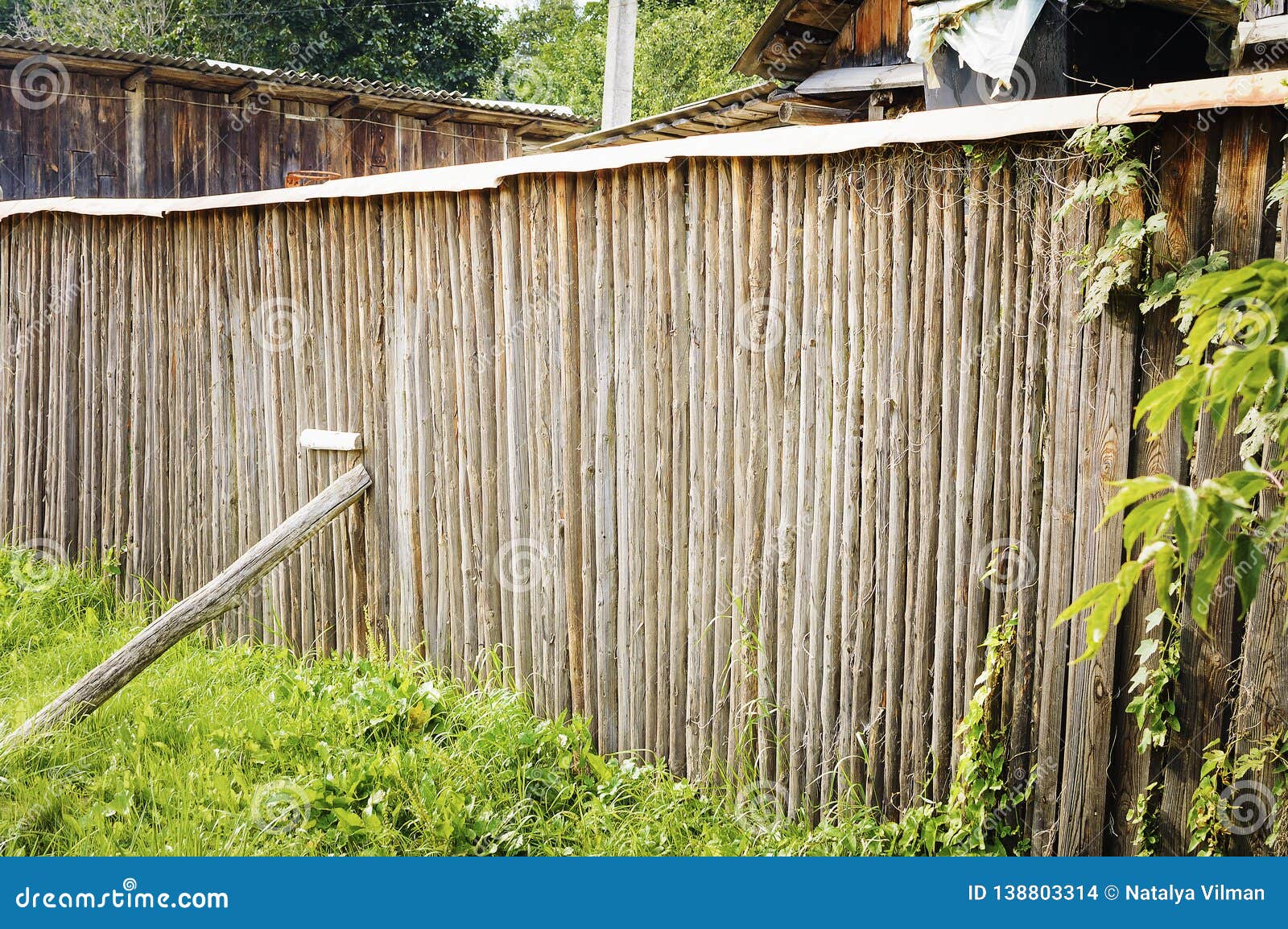 Old rustic wooden fence stock photo. Image of plank - 138803314