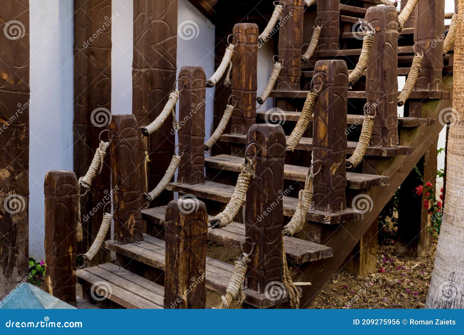 Old Rustic Wooden Stairs in the Garden Stock Photo - Image of wood ...