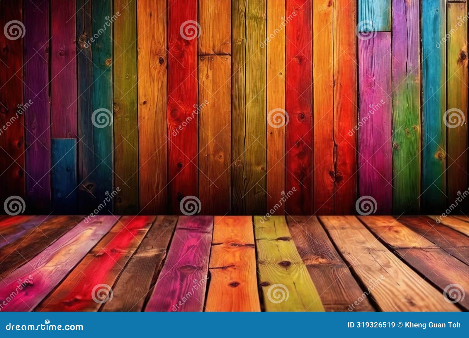 Old Rustic Wooden Wall Texture Abstract Background in Colorful Rainbow ...