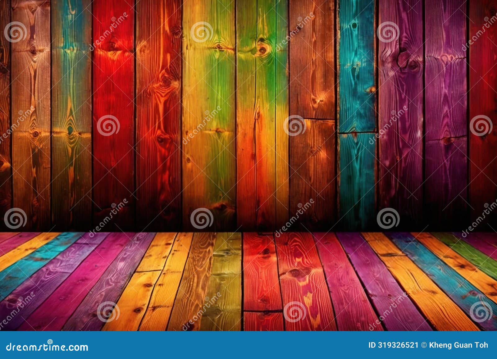 Old Rustic Wooden Wall Texture Abstract Background in Colorful Rainbow ...
