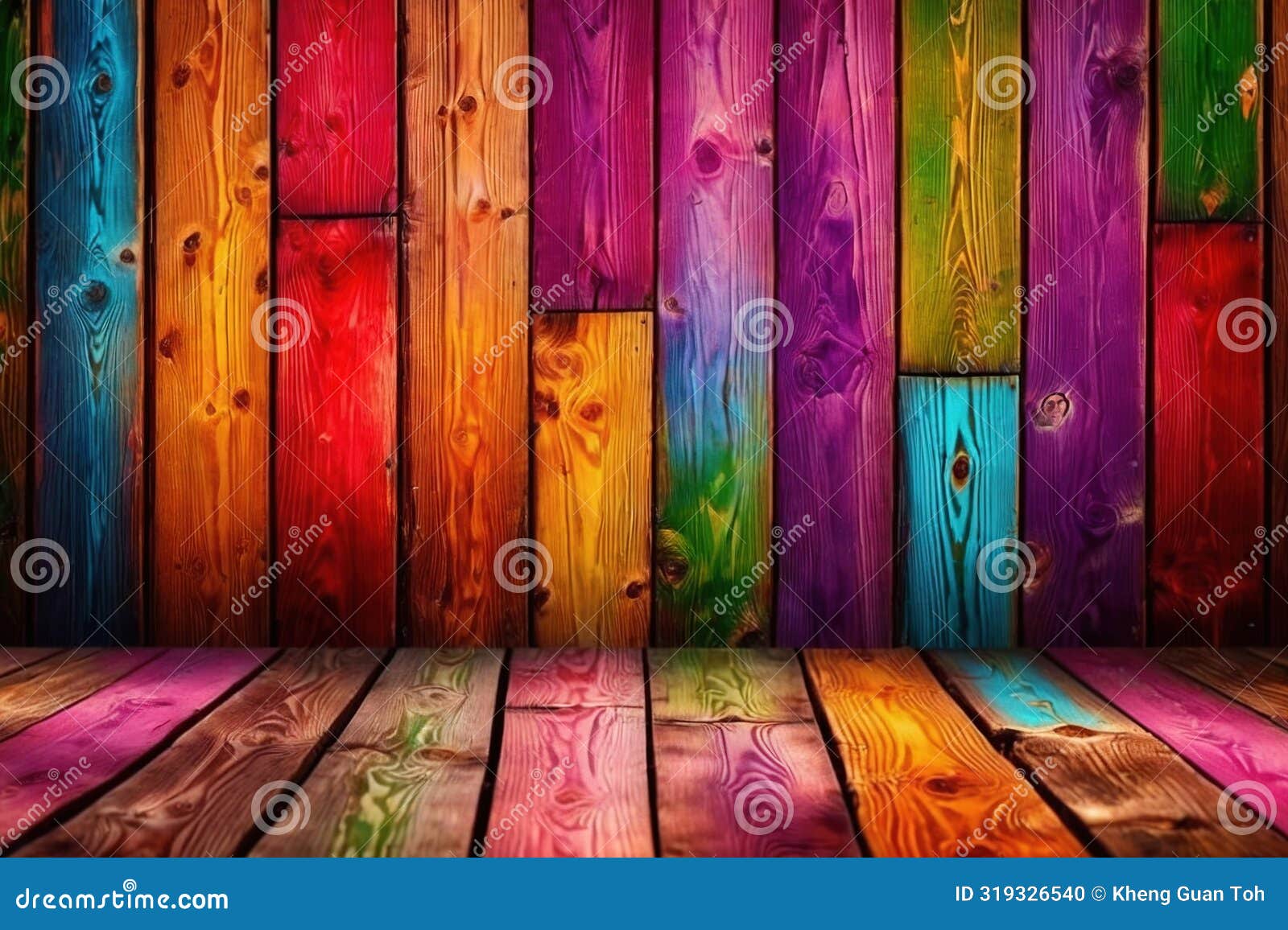 Old Rustic Wooden Wall Texture Abstract Background in Colorful Rainbow ...