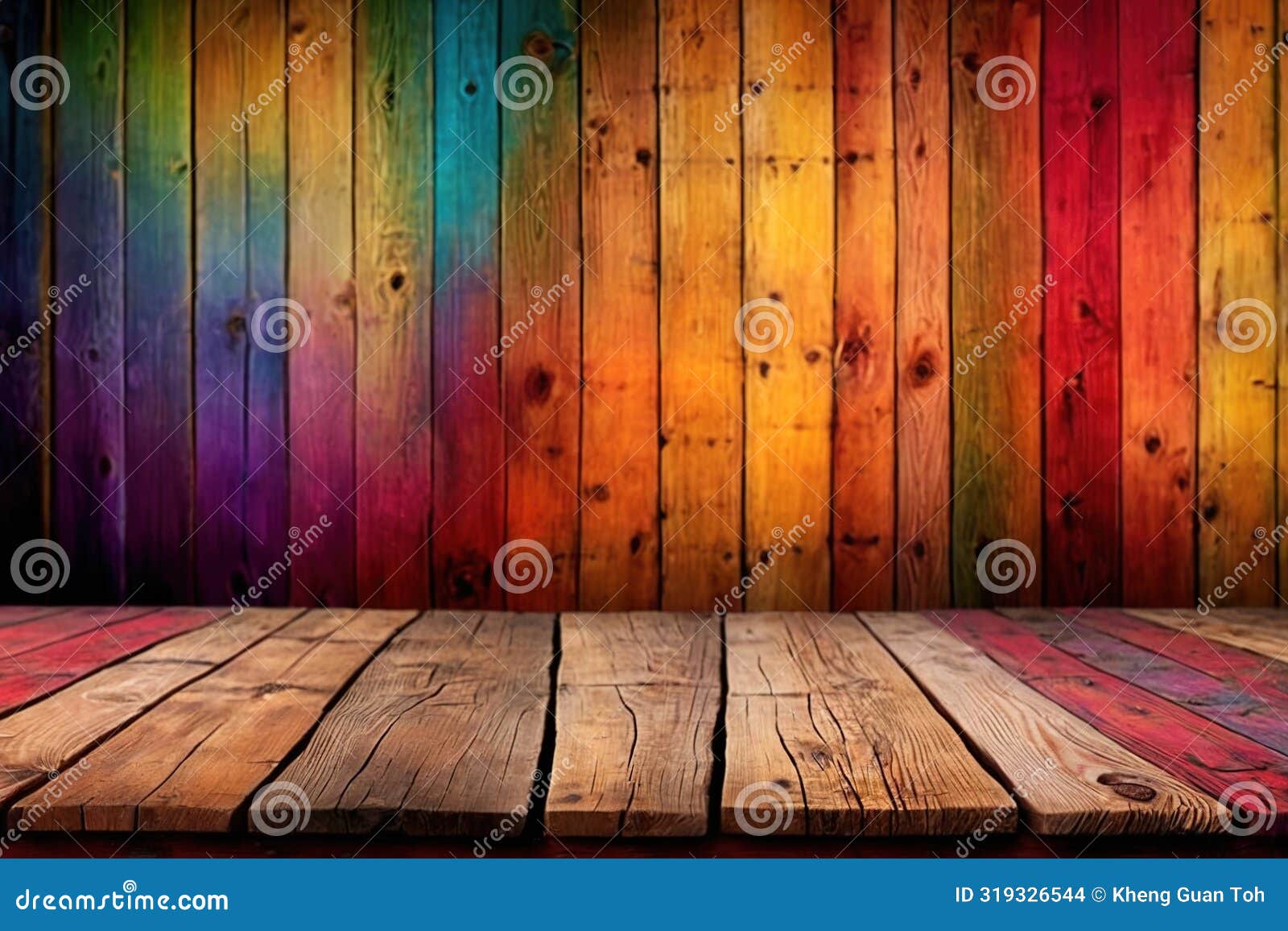Old Rustic Wooden Wall Texture Abstract Background in Colorful Rainbow ...
