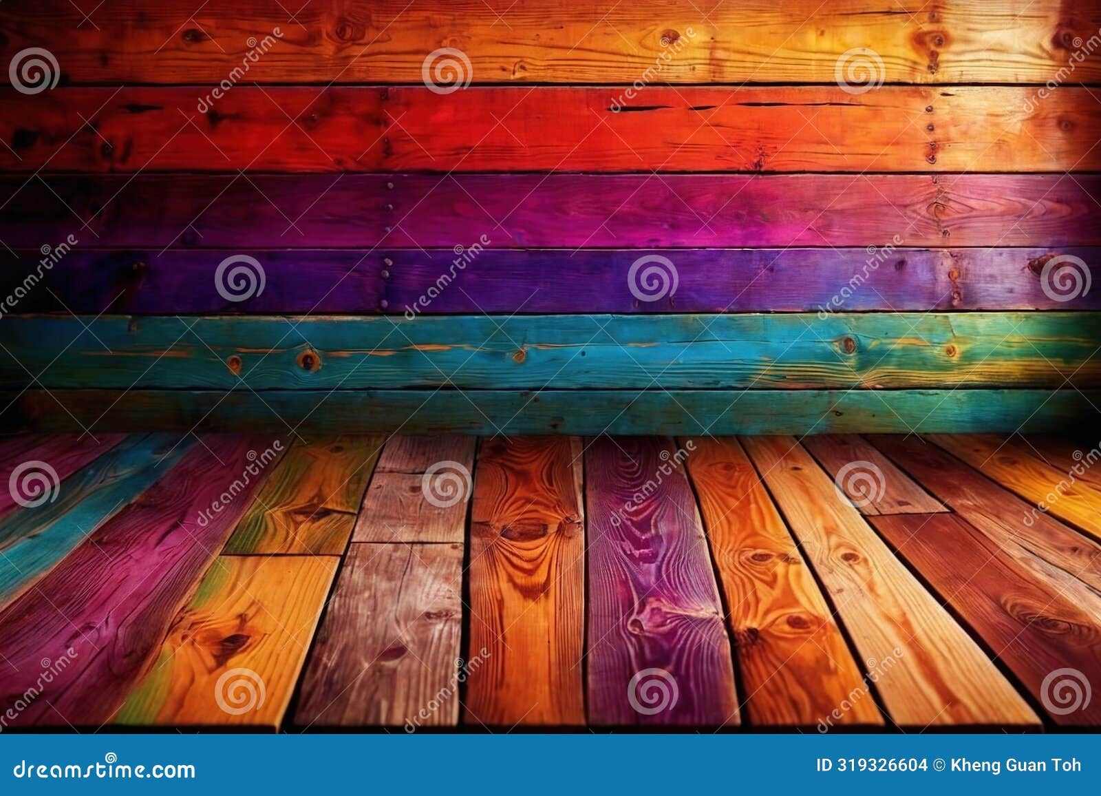 Old Rustic Wooden Wall Texture Abstract Background in Colorful Rainbow ...