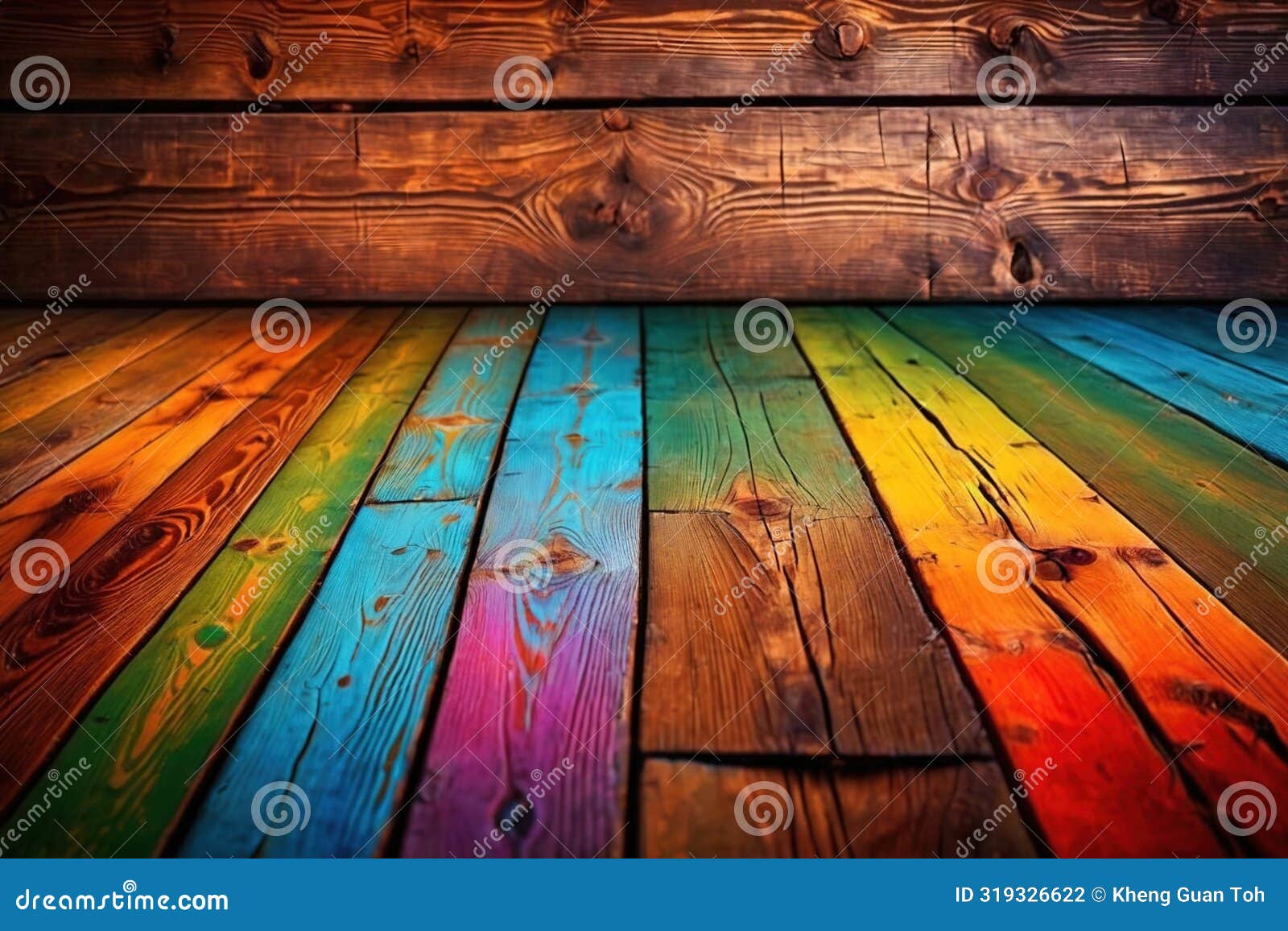 Old Rustic Wooden Wall Texture Abstract Background in Colorful Rainbow ...