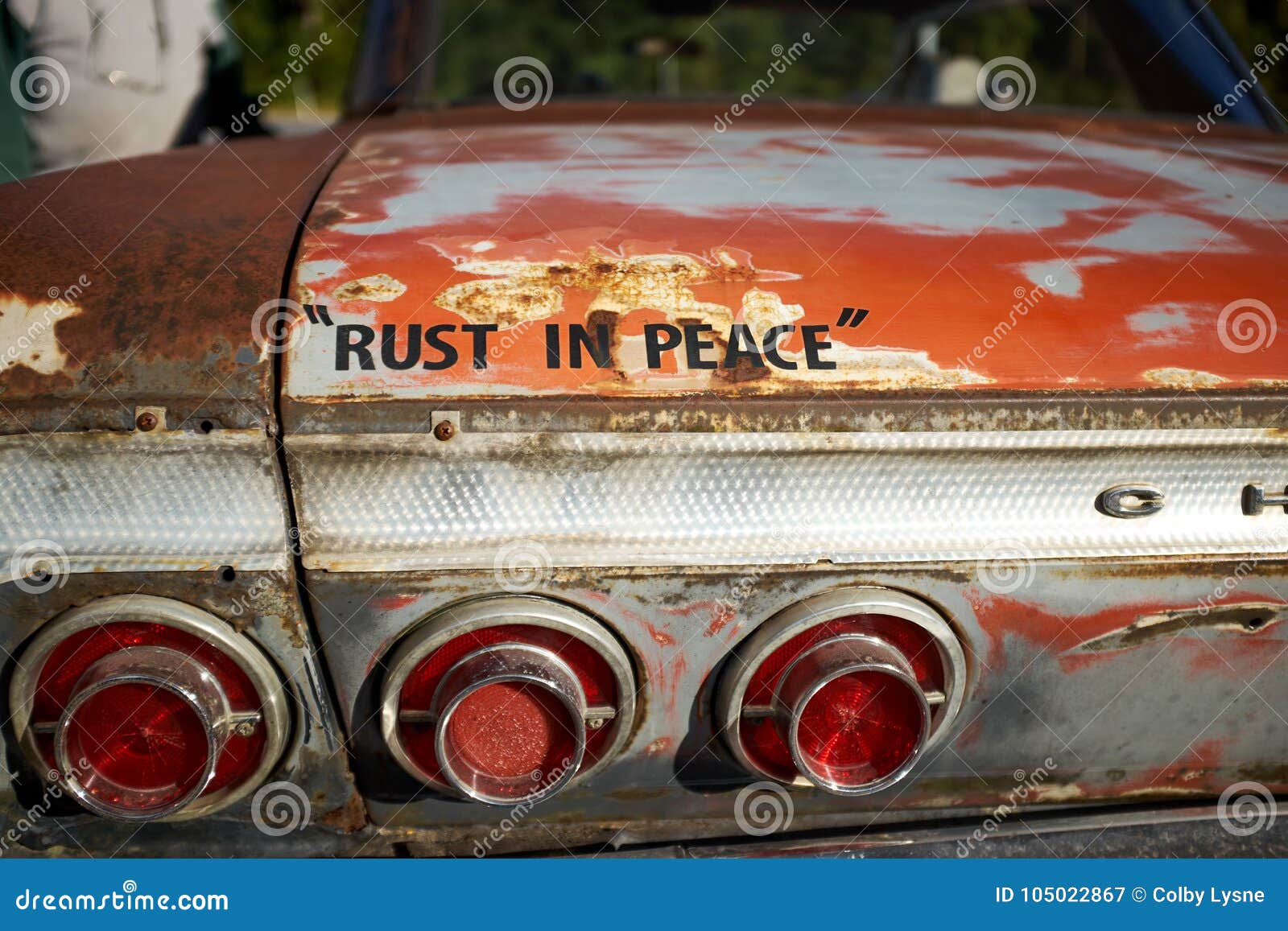 Old Rusting Chevrolet with Text - Rust in Peace Stock Image - Image of ...