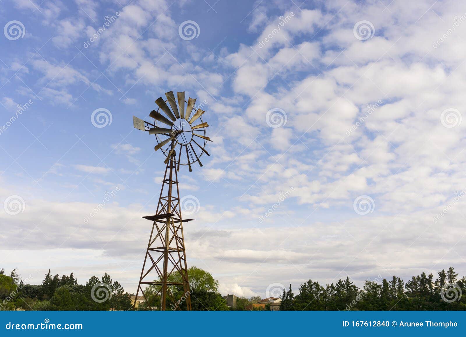 The Old Rusting Steel Windmill is a Machine for Producing Continuous ...