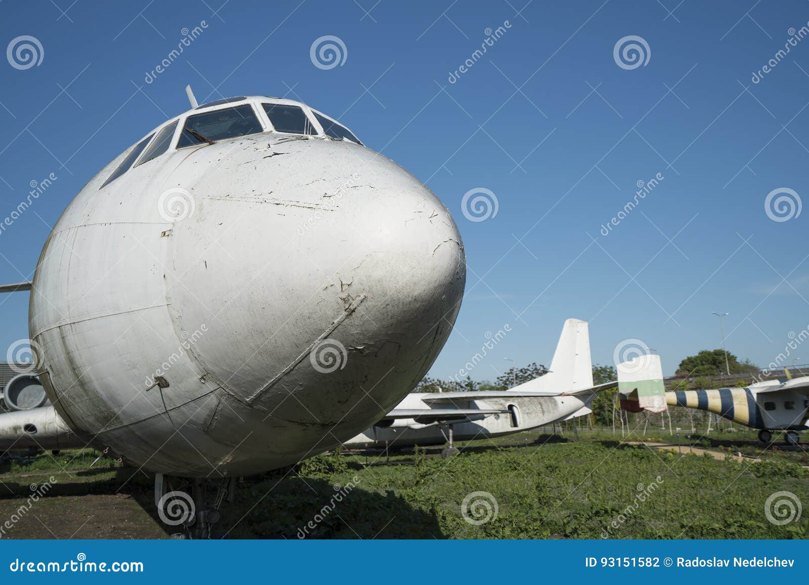 Old Rusty Abandoned Airplanes, Front Close-up View Stock Photo - Image ...