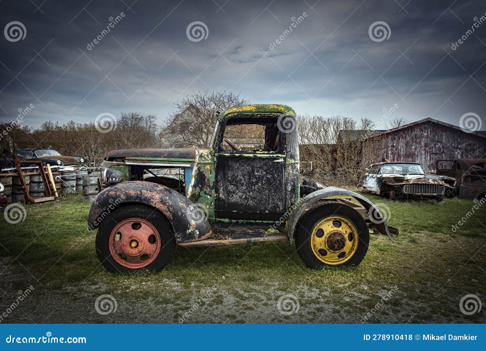 Old rusty abandoned cars stock photo. Image of blue - 278910418