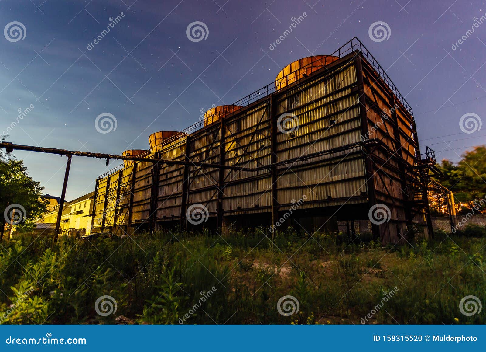 Old Rusty Abandoned Cooling Tower Stock Photo - Image of plant ...
