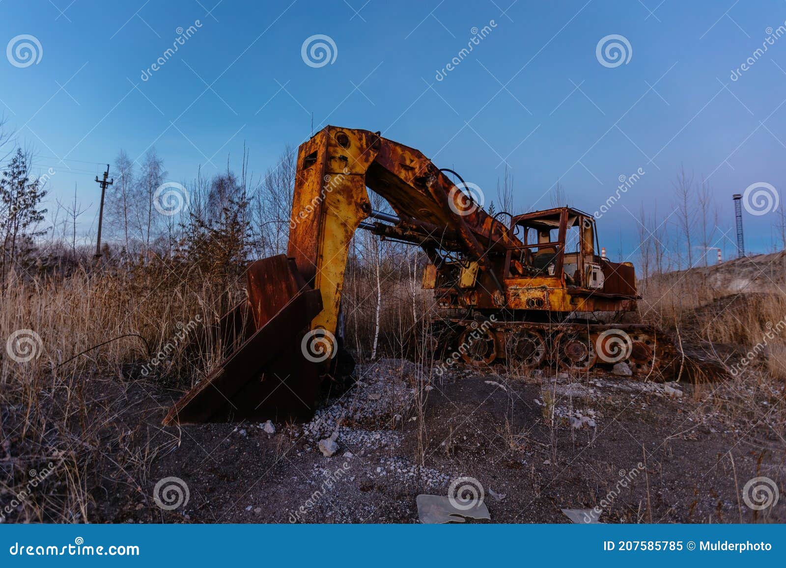 Old Rusty Abandoned Excavator after Closing of the Factory Stock Image ...